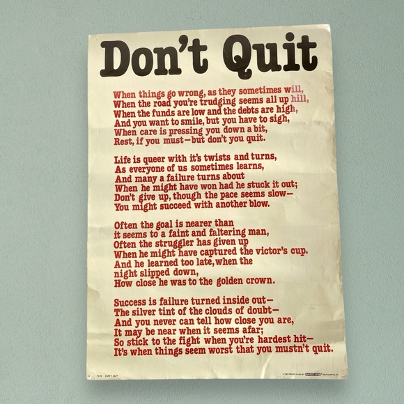 scandecor | Accents | Vintage 987 Dont Quit Poster Inspirational | Poshmark